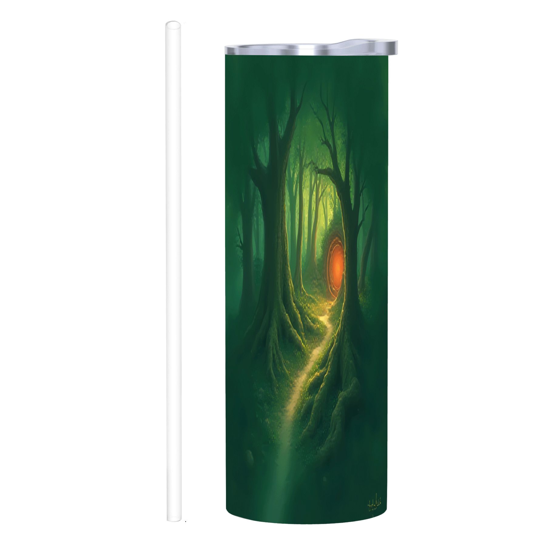 20 oz Stainless Steel Insulated Tumbler - Forest Design with Glowing ...