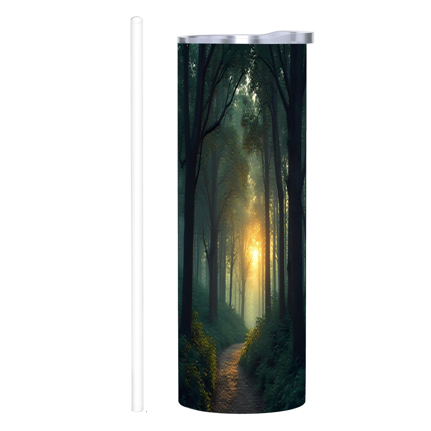20 oz Stainless Steel Insulated Tumbler - Forest Scene Design Sunlit ...