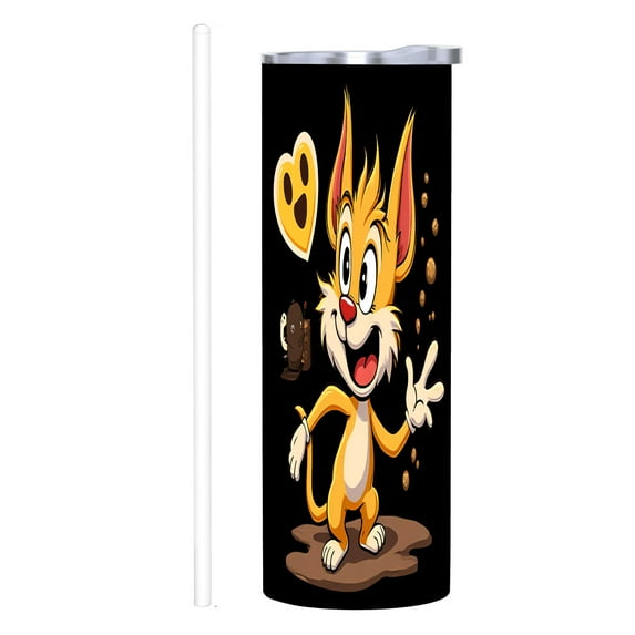 20 oz Stainless Steel Insulated Tumbler - Fun Cartoon Cat Design with ...