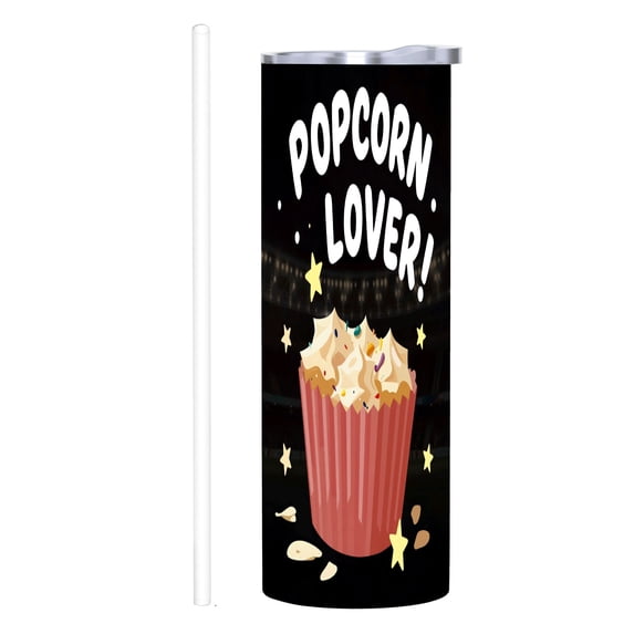 20 oz Stainless Steel Insulated Tumbler - Fun " POPCORN LOVER " Design ...
