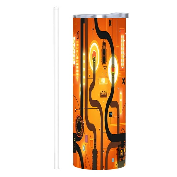 20 oz Stainless Steel Insulated Tumbler - Futuristic Black & Orange ...