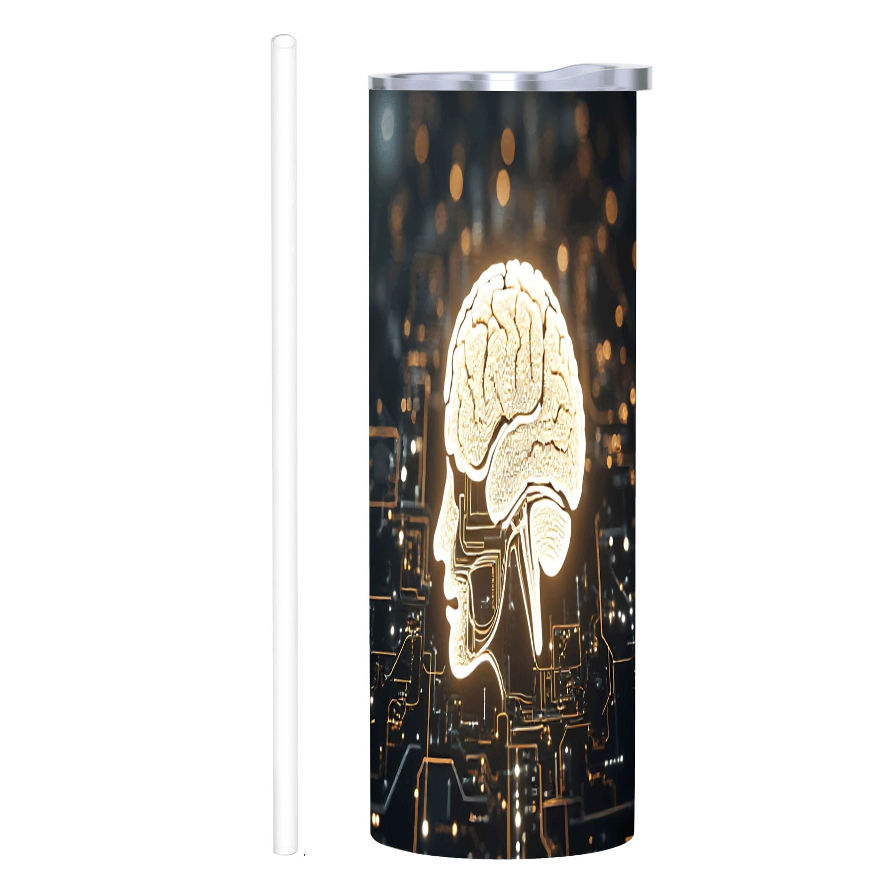 20 oz Stainless Steel Insulated Tumbler - Futuristic Brain Design ...