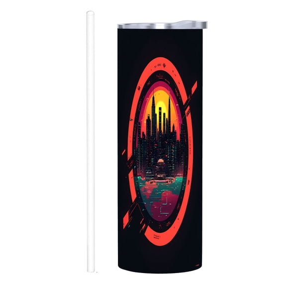 20 oz Stainless Steel Insulated Tumbler - Futuristic Cityscape Design ...