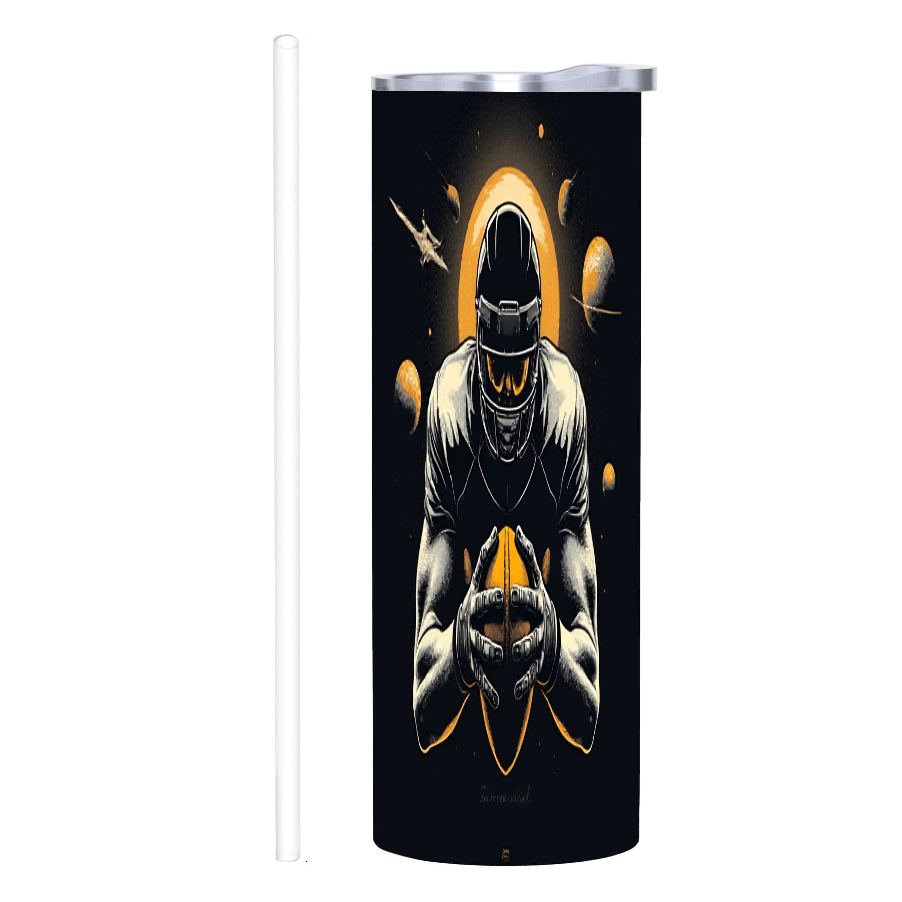20 oz Stainless Steel Insulated Tumbler - Futuristic Design with Orange ...