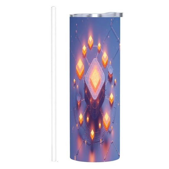 20 oz Stainless Steel Insulated Tumbler - Futuristic Glowing Orange ...