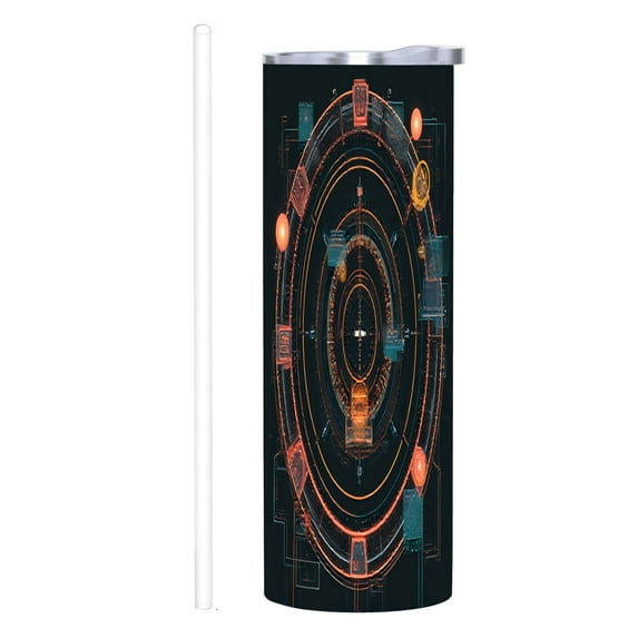 20 oz Stainless Steel Insulated Tumbler - Futuristic Orange & Teal ...