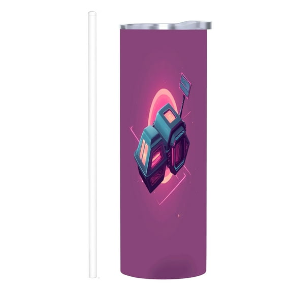 20 oz Stainless Steel Insulated Tumbler - Futuristic Purple Design with ...