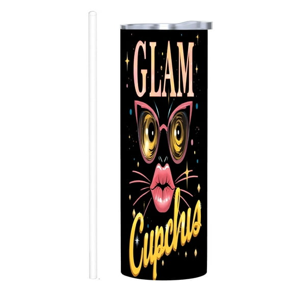 20 oz Stainless Steel Insulated Tumbler - GLAM Design with Colorful Cat ...