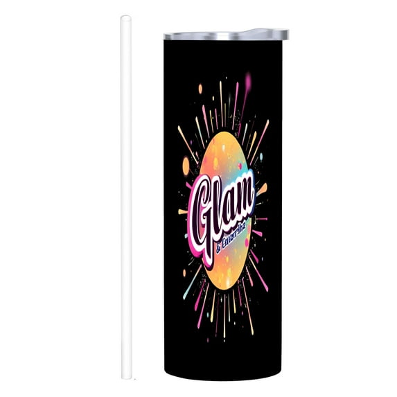 20 oz Stainless Steel Insulated Tumbler - Glam Design with Pink & White ...