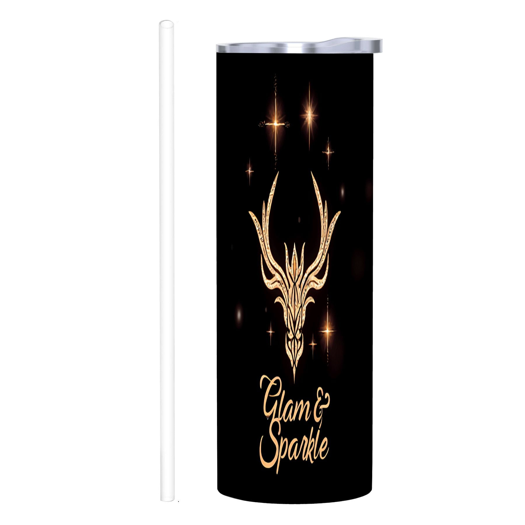 20 oz Stainless Steel Insulated Tumbler - Glam & Sparkle Deer Design ...