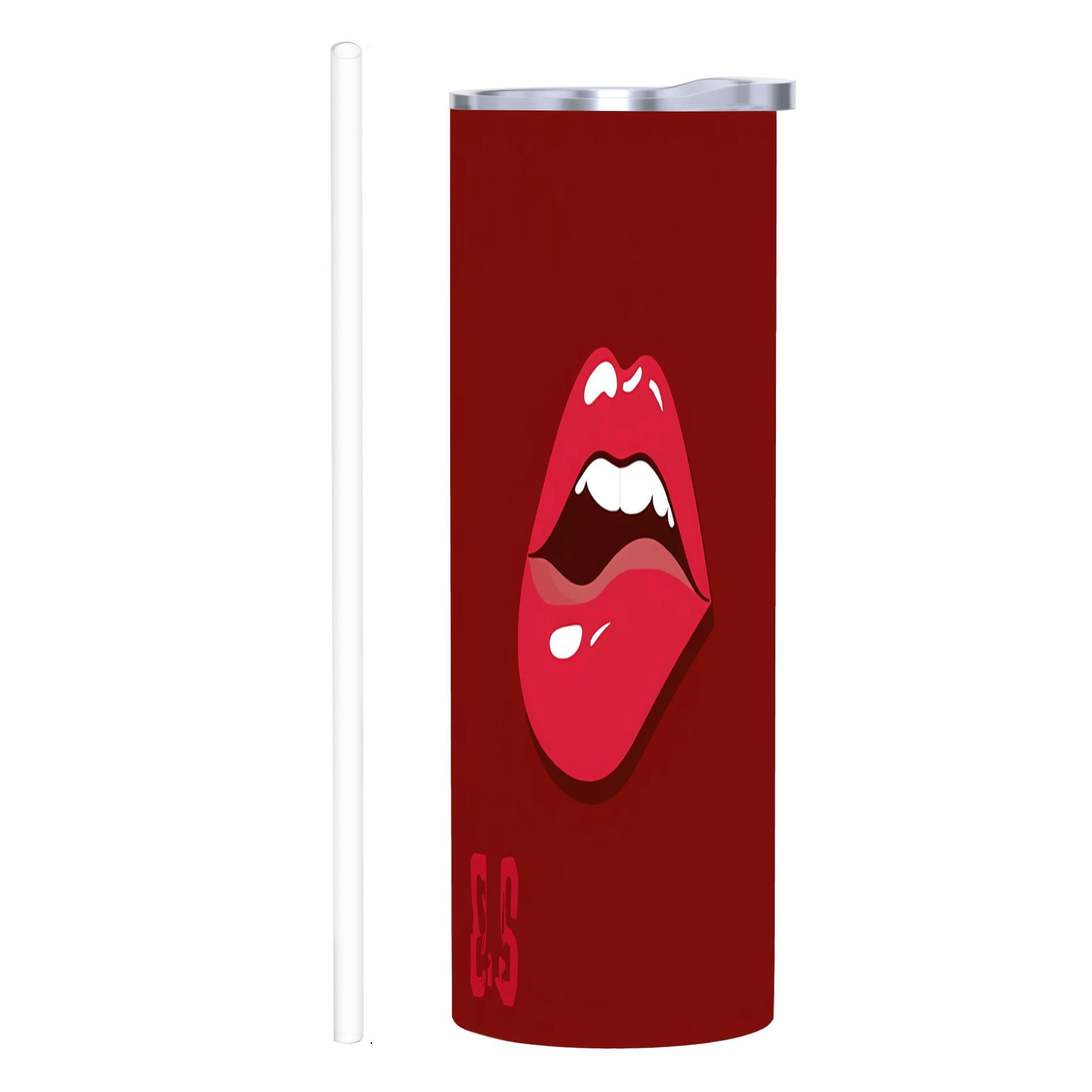 20 oz Stainless Steel Insulated Tumbler - Glossy Red Mouth Design ...