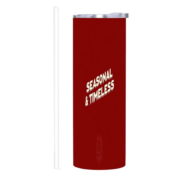20 oz Stainless Steel Insulated Tumbler - Glossy Red with " SEASONAL ...