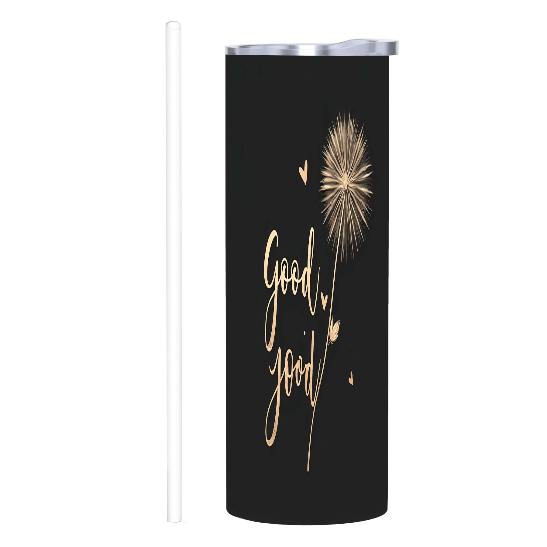 20 oz Stainless Steel Insulated Tumbler - Gold " Good Luck " Cursive ...