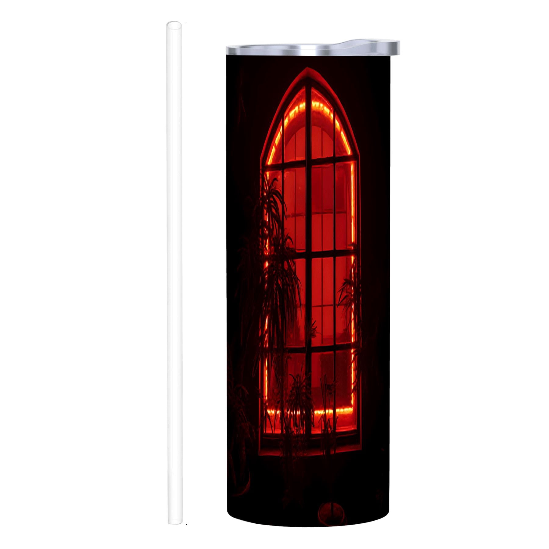 20 oz Stainless Steel Insulated Tumbler - Gothic Arched Neon Window ...
