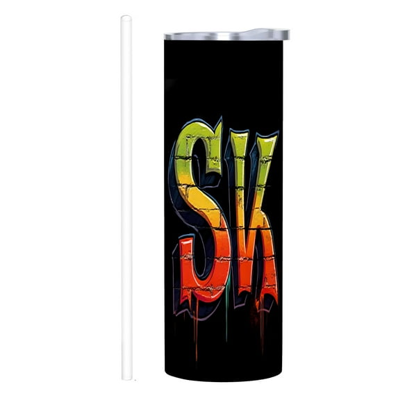 20 oz Stainless Steel Insulated Tumbler - Graffiti-Style Design with ...