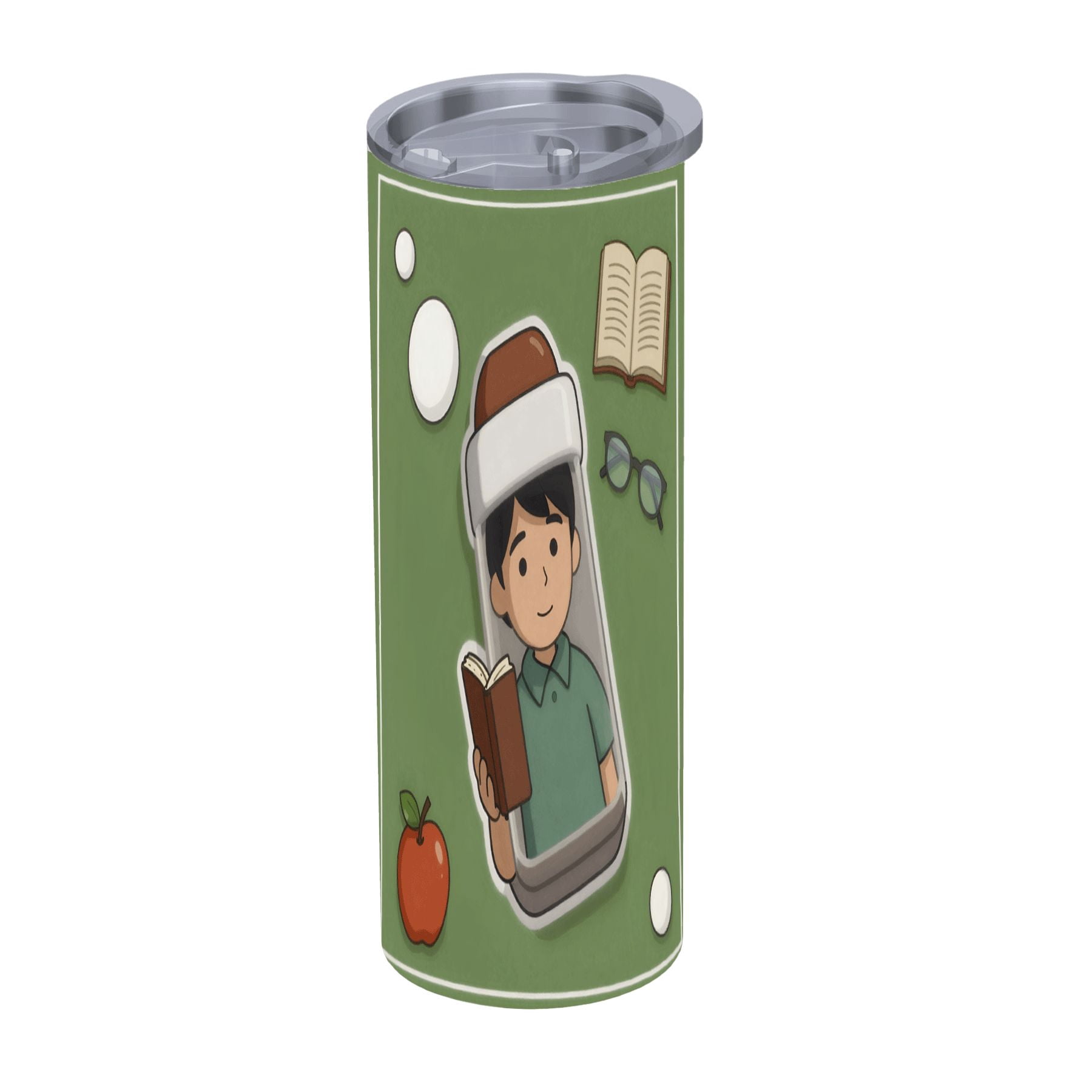 20 oz Stainless Steel Insulated Tumbler - Green with White Dots Cartoon ...