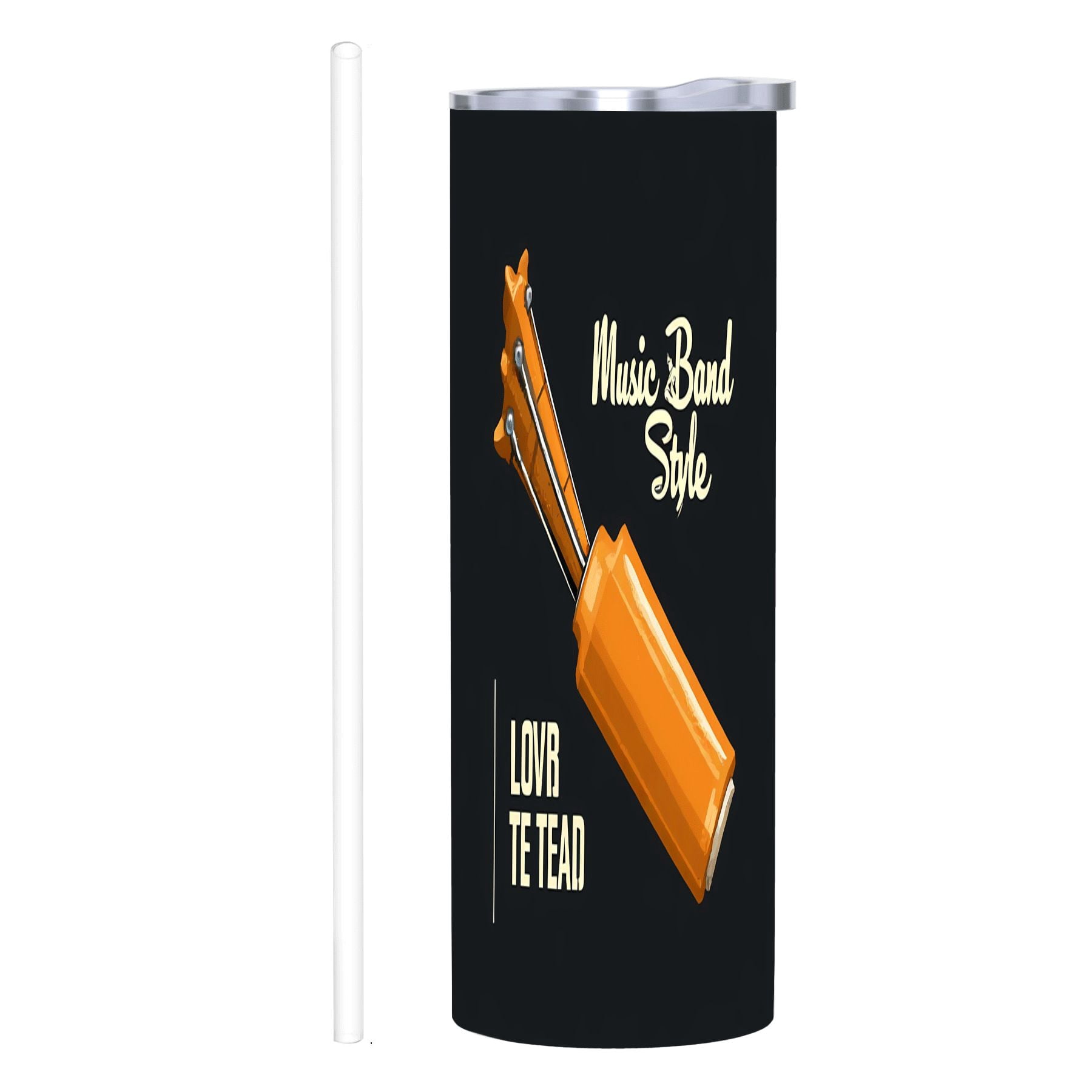 20 oz Stainless Steel Insulated Tumbler - Guitar Design with Orange ...