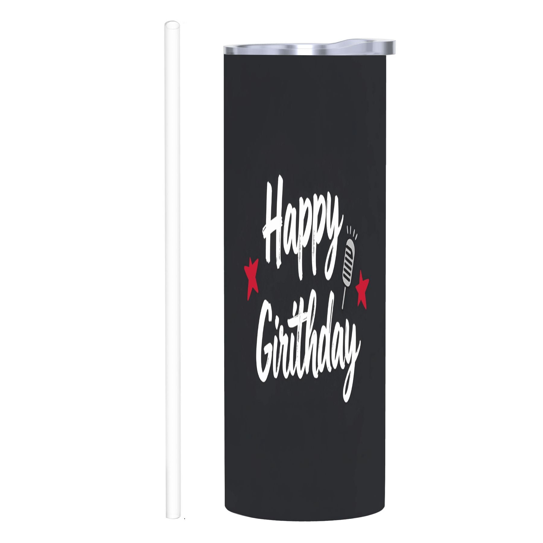20 oz Stainless Steel Insulated Tumbler - " Happy Birthday " Cursive ...