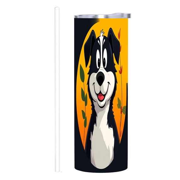 20 oz Stainless Steel Insulated Tumbler - Happy Dog Design with Yellow ...