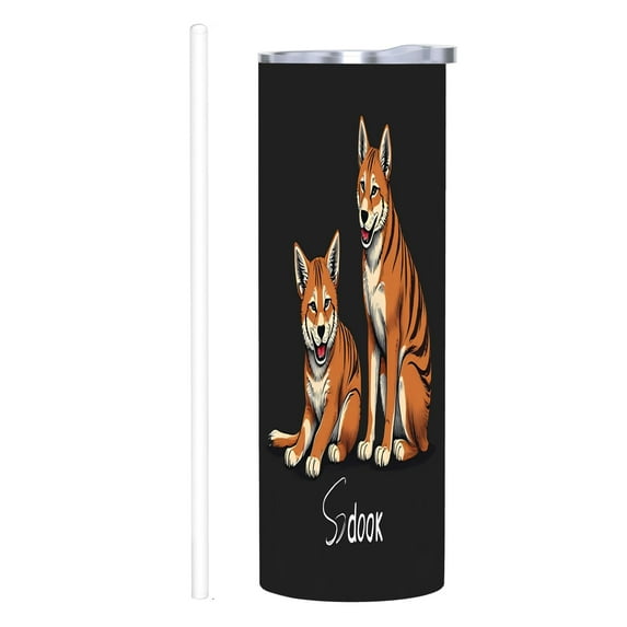 20 oz Stainless Steel Insulated Tumbler - Happy Orange Striped Dog ...