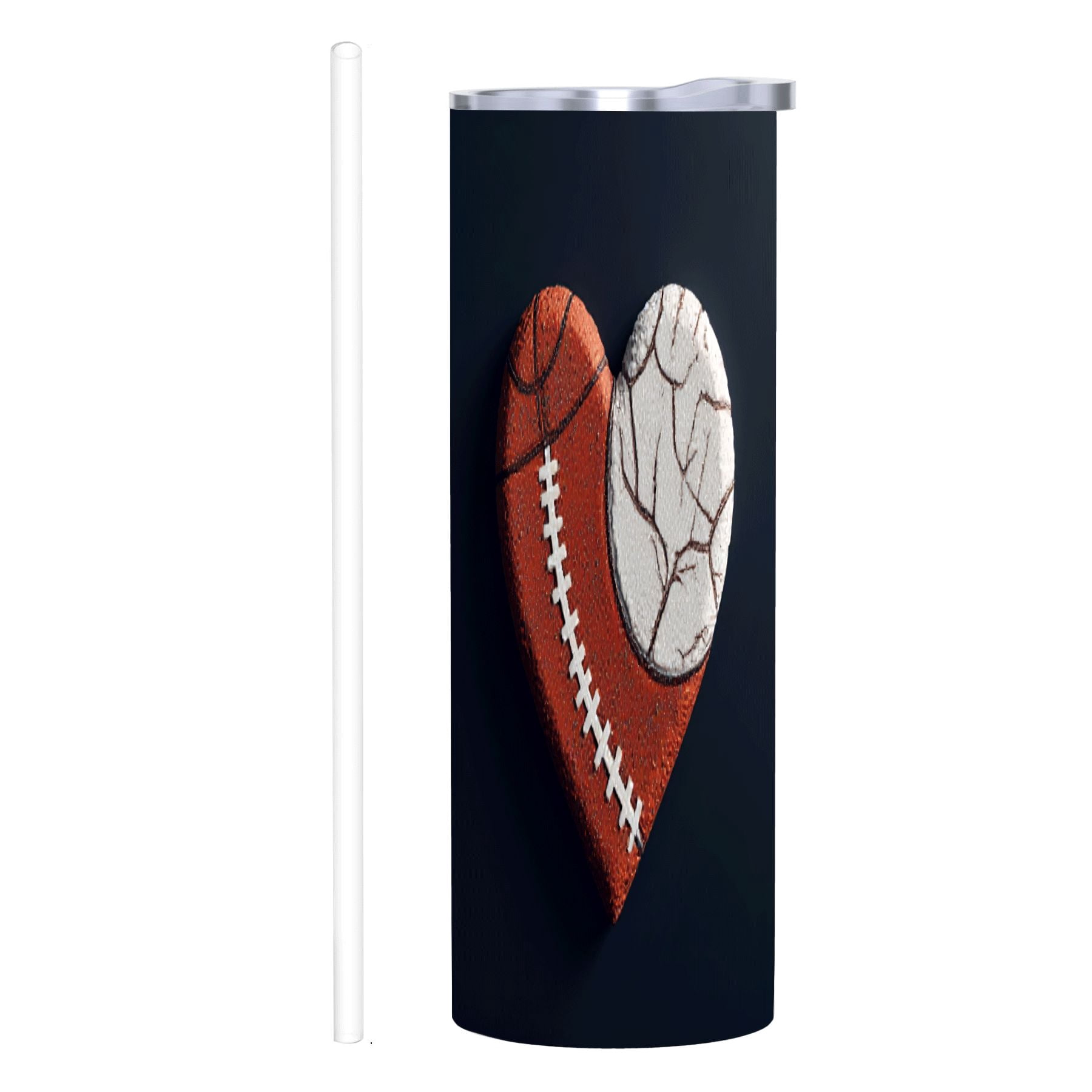 20 oz Stainless Steel Insulated Tumbler - Heart Design: Half Red ...