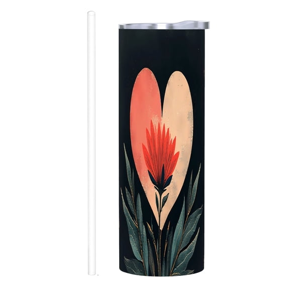 20 oz Stainless Steel Insulated Tumbler - Heart Design with Peach ...