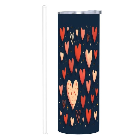 20 oz Stainless Steel Insulated Tumbler - Heart & Star Design Metallic ...