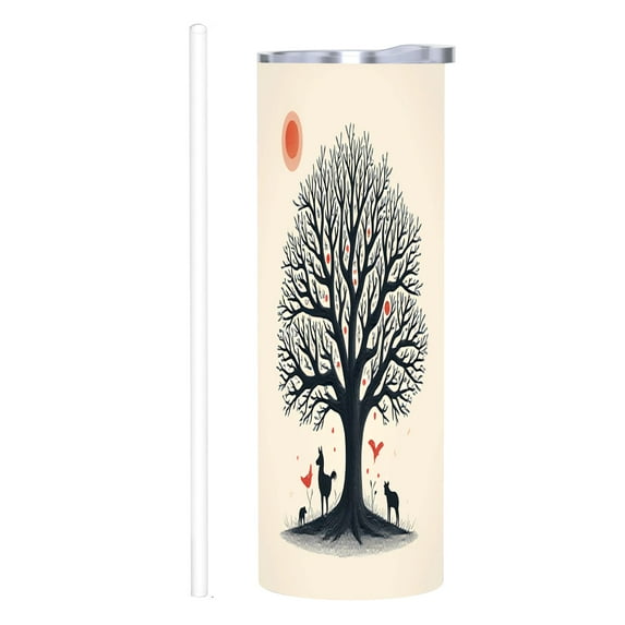 20 oz Stainless Steel Insulated Tumbler - Leafless Tree & Deer Design ...