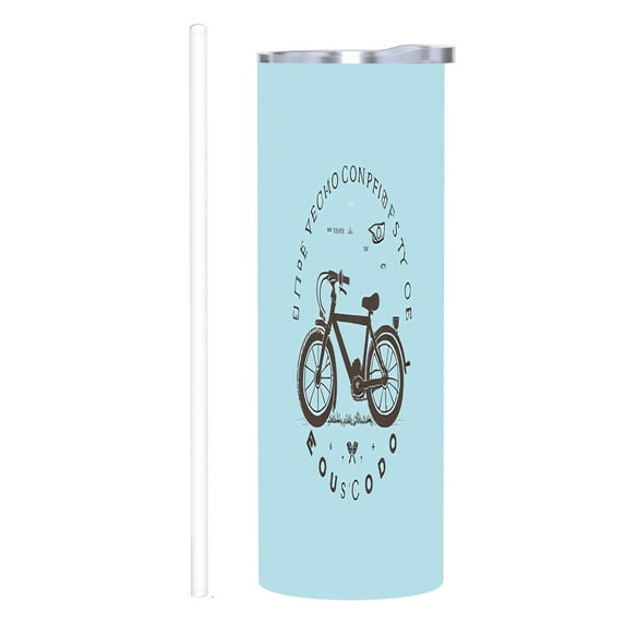 20 oz Stainless Steel Insulated Tumbler - Light Blue with Bicycle ...