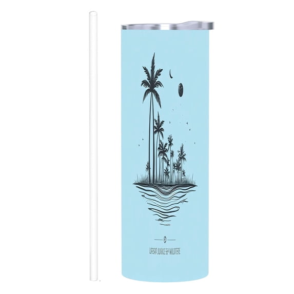 20 oz Stainless Steel Insulated Tumbler - Light Blue with Black Palm ...