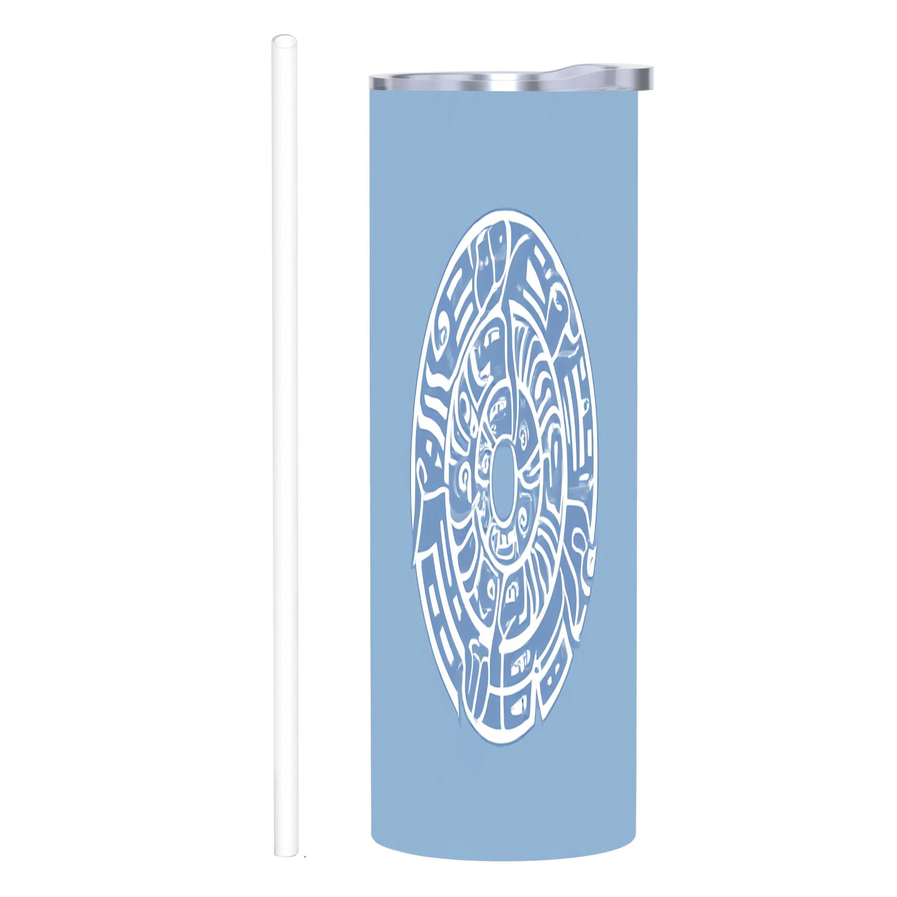 20 oz Stainless Steel Insulated Tumbler - Light Blue with Intricate ...
