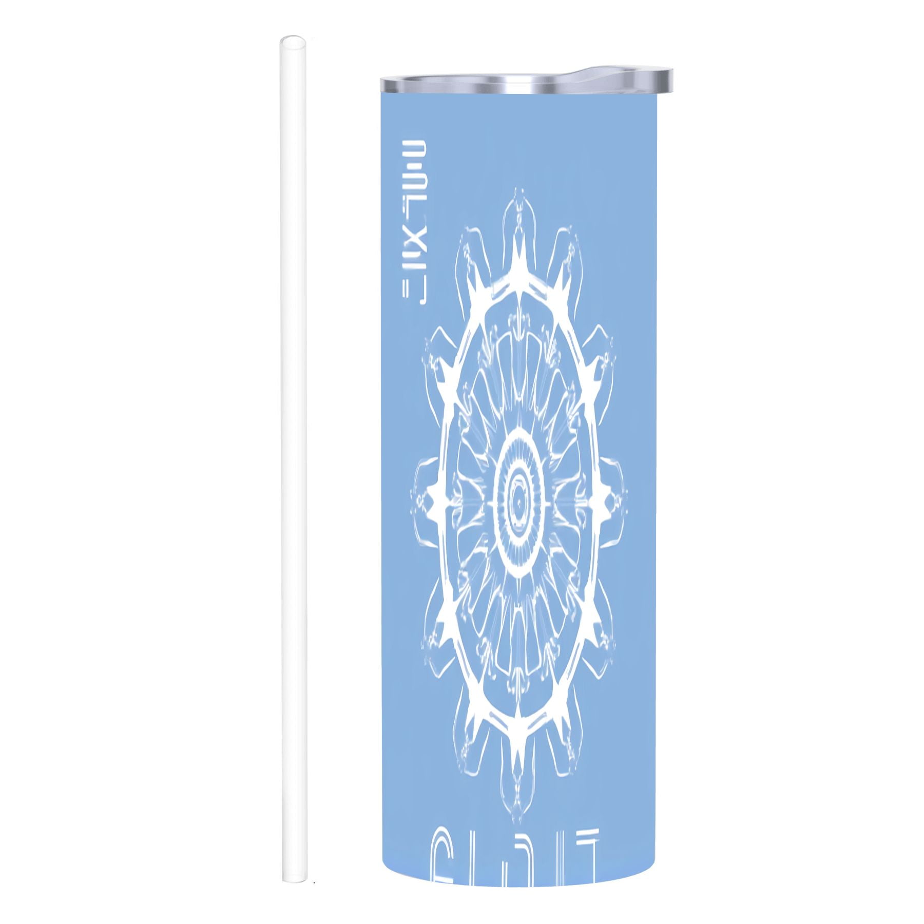 20 oz Stainless Steel Insulated Tumbler - Light Blue with White Mandala ...