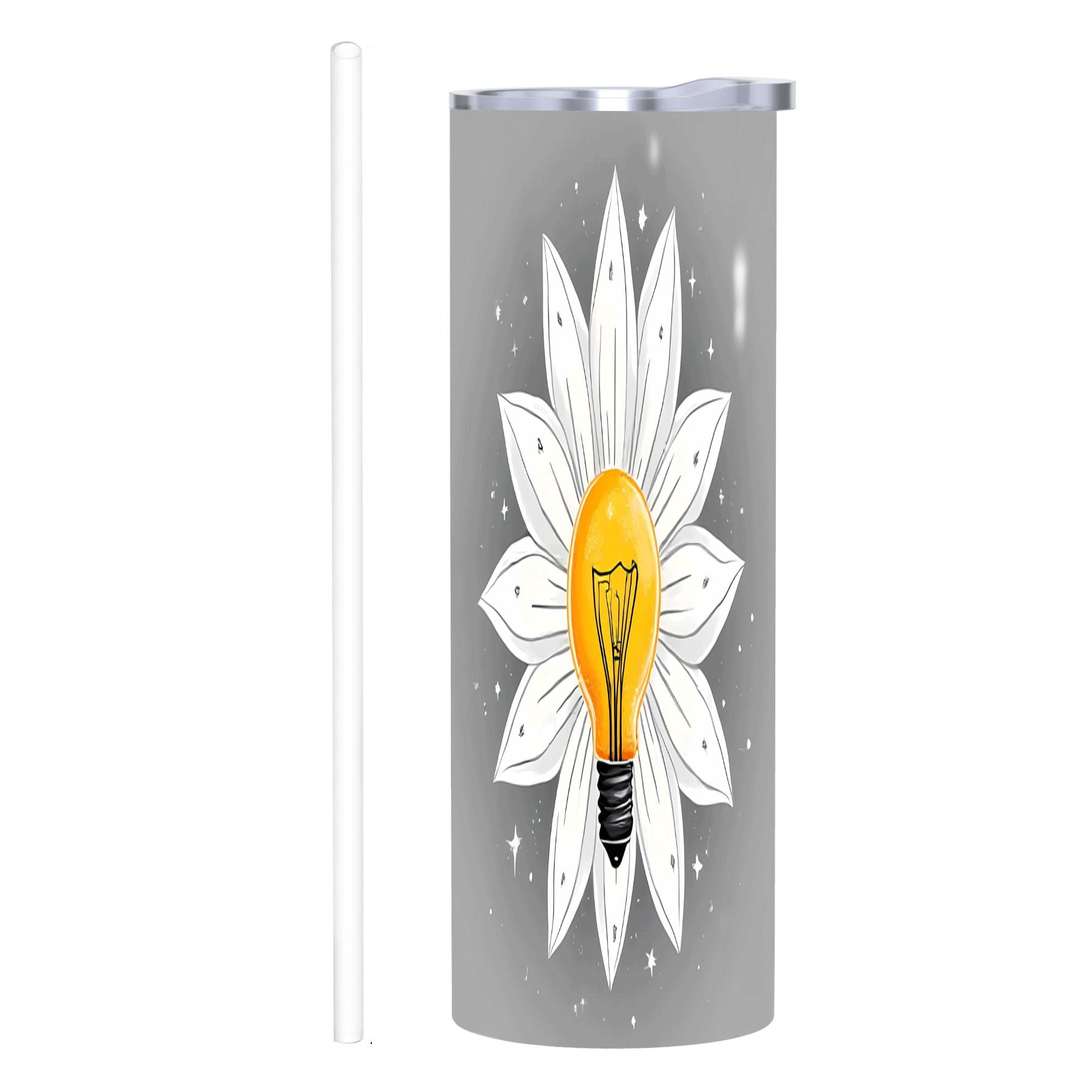 20 oz Stainless Steel Insulated Tumbler - Light Bulb & Flower Petals ...