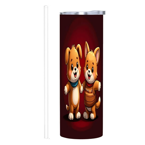20 oz Stainless Steel Insulated Tumbler - Maroon with Cheerful Cartoon ...