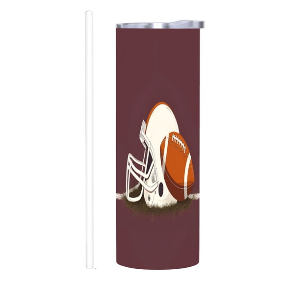 20 oz Stainless Steel Insulated Tumbler - Maroon with Football Helmet ...
