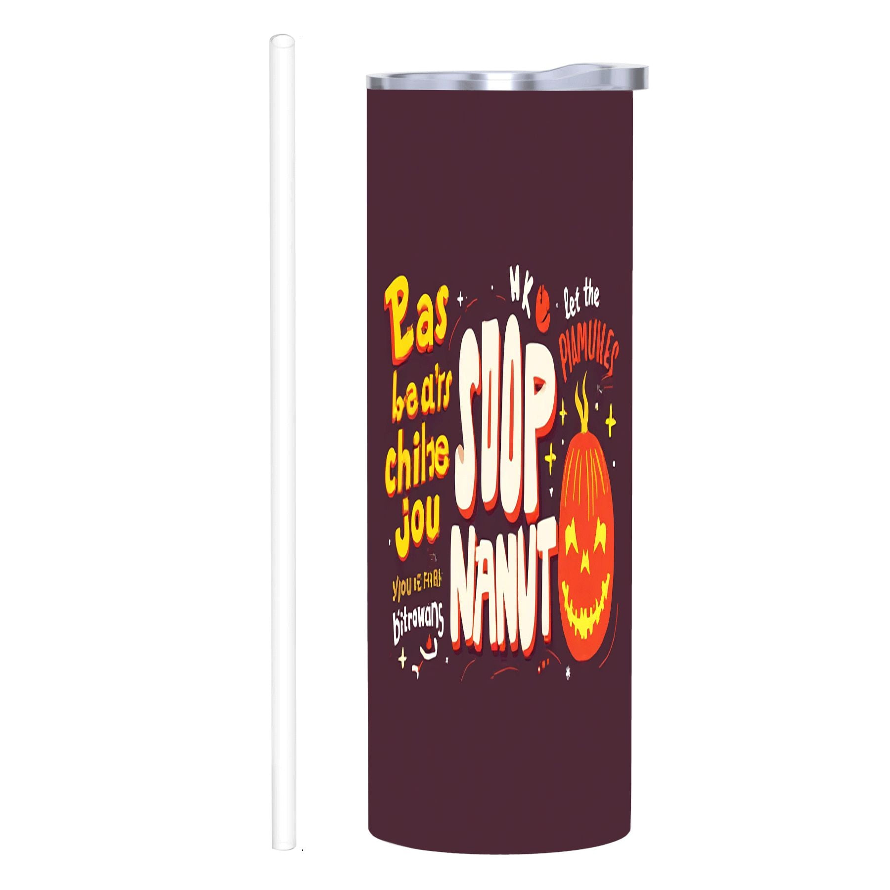 20 oz Stainless Steel Insulated Tumbler - Maroon with Playful Pumpkin ...