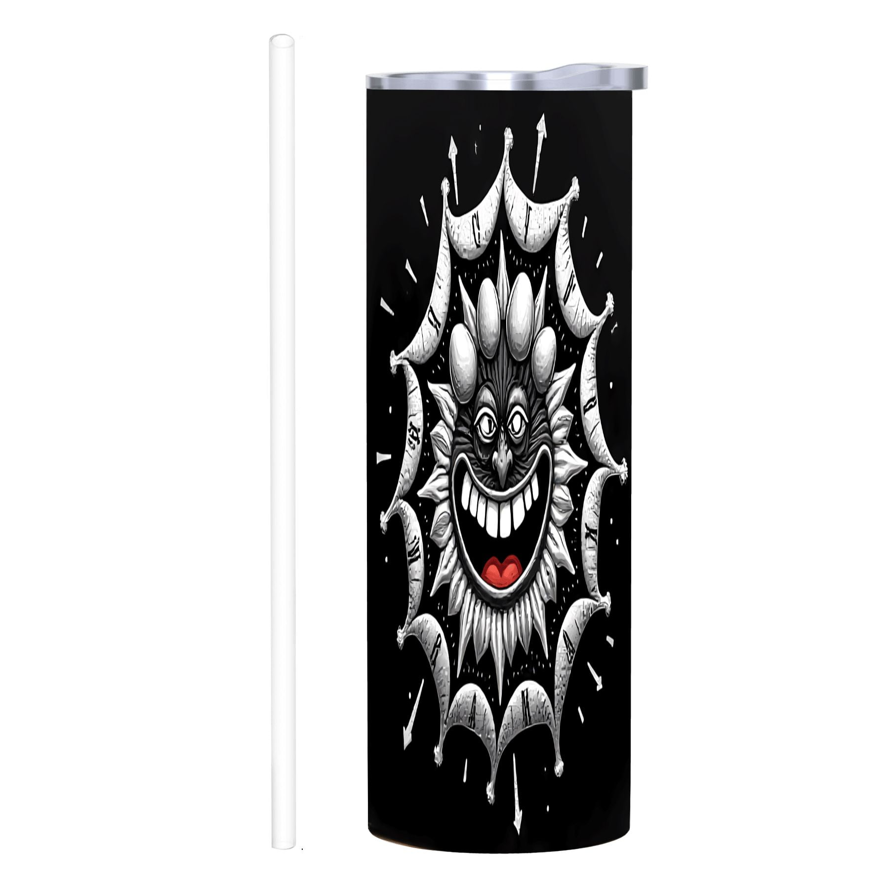 20 oz Stainless Steel Insulated Tumbler - Menacing Face Design with ...