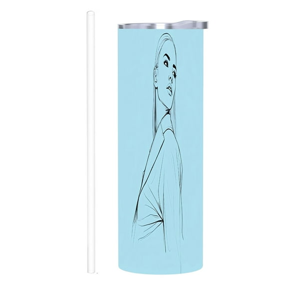 20 oz Stainless Steel Insulated Tumbler - Minimalist Light Blue Design ...