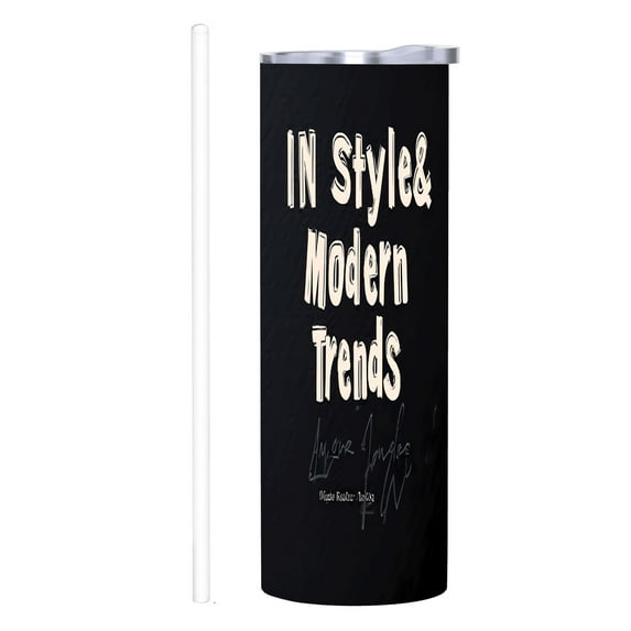 20 oz Stainless Steel Insulated Tumbler - Modern Black Design with ...