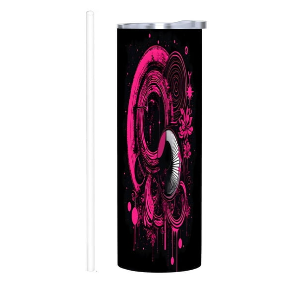 20 oz Stainless Steel Insulated Tumbler - Modern Black & Pink Abstract ...