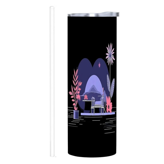 20 oz Stainless Steel Insulated Tumbler - Modern Black Travel Mug with ...