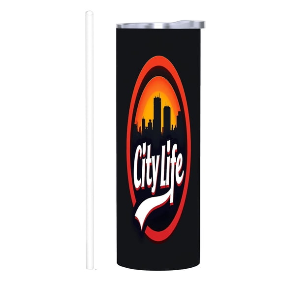 20 oz Stainless Steel Insulated Tumbler - Modern Black with Sunset ...