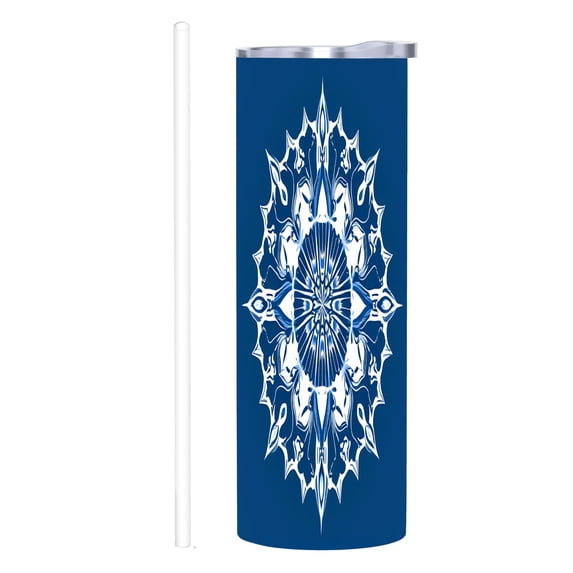 20 oz Stainless Steel Insulated Tumbler - Modern Blue & White Geometric ...