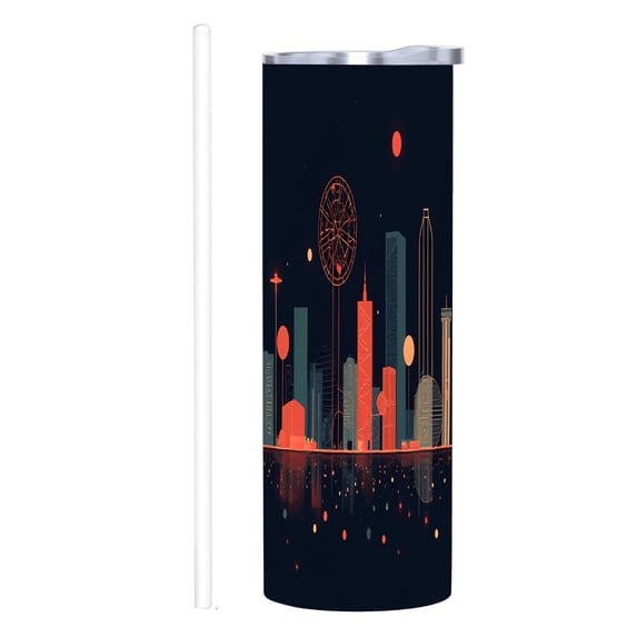 20 oz Stainless Steel Insulated Tumbler - Modern Cityscape Design with ...