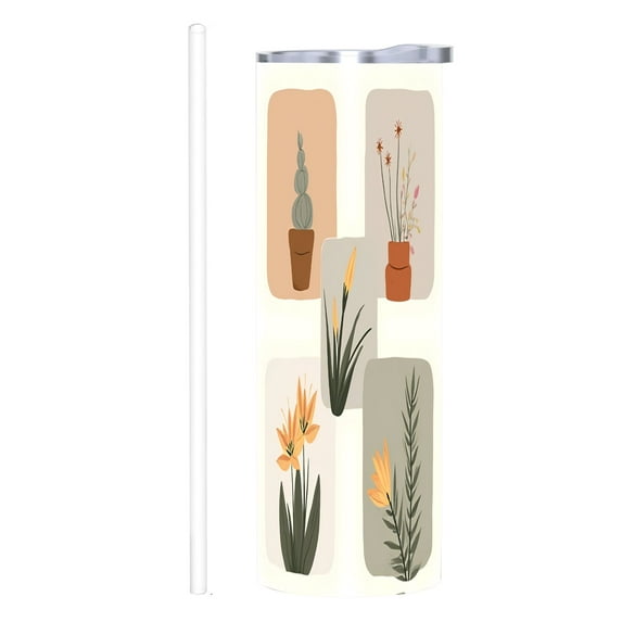 20 oz Stainless Steel Insulated Tumbler - Modern Plant Pattern ...
