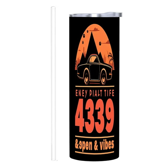 20 oz Stainless Steel Insulated Tumbler - Orange & Black Car Palm Trees ...