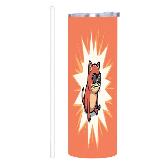 20 oz Stainless Steel Insulated Tumbler - Orange Cat Design with ...