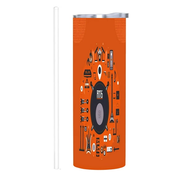 20 oz Stainless Steel Insulated Tumbler - Orange with Artistic Music ...