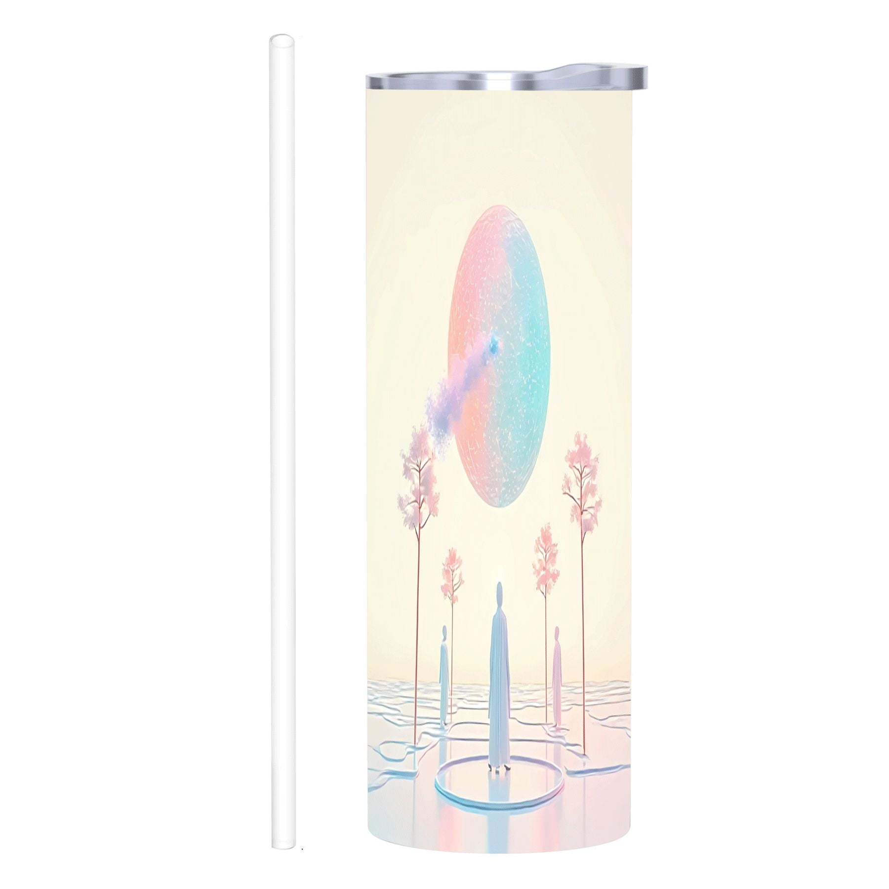 20 oz Stainless Steel Insulated Tumbler - Pastel Gradient Sphere & Pink ...