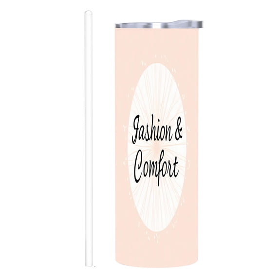 20 oz Stainless Steel Insulated Tumbler - Peach Background with White ...